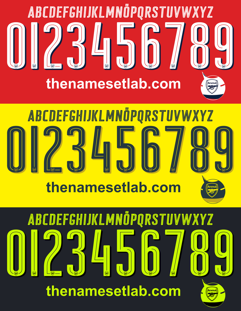 Arsenal 2016-2017 UCL / Cup Font Nameset AI Vector File – Retro ...