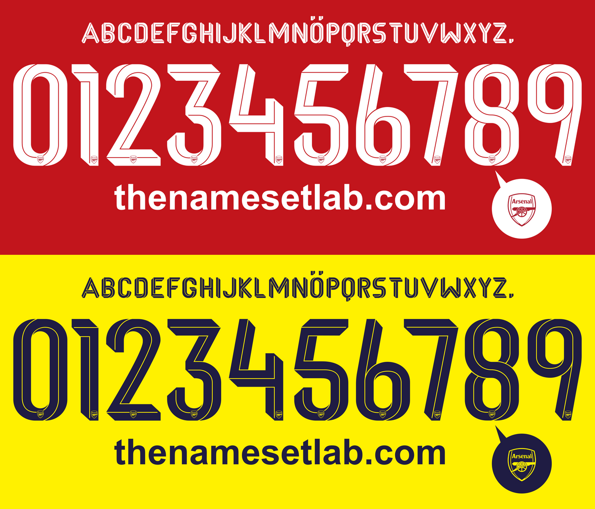 Arsenal 2019-2020 UEL / Cup Font Nameset AI Vector File – Retro ...