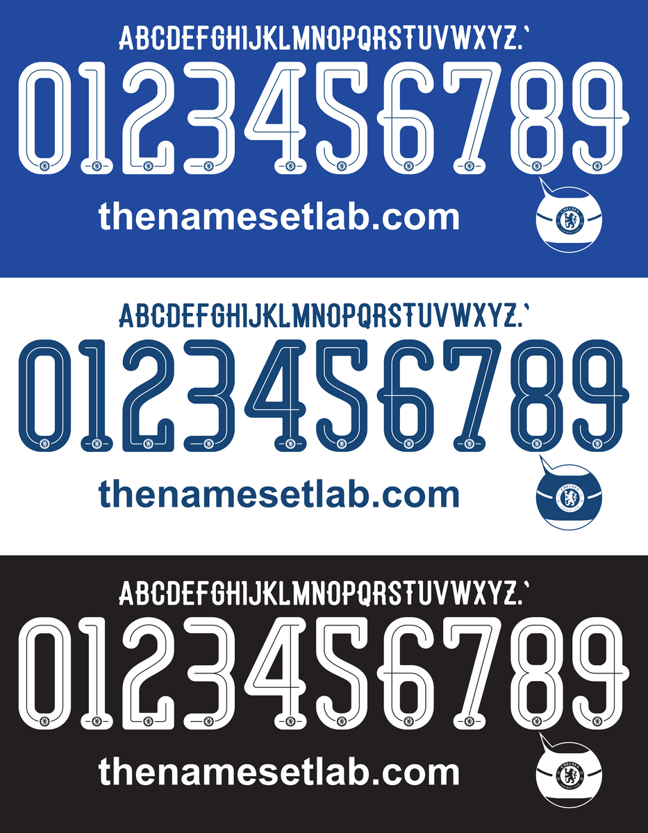 Chelsea 2015-2016 UCL / Cup Font Nameset AI Vector File – Retro ...