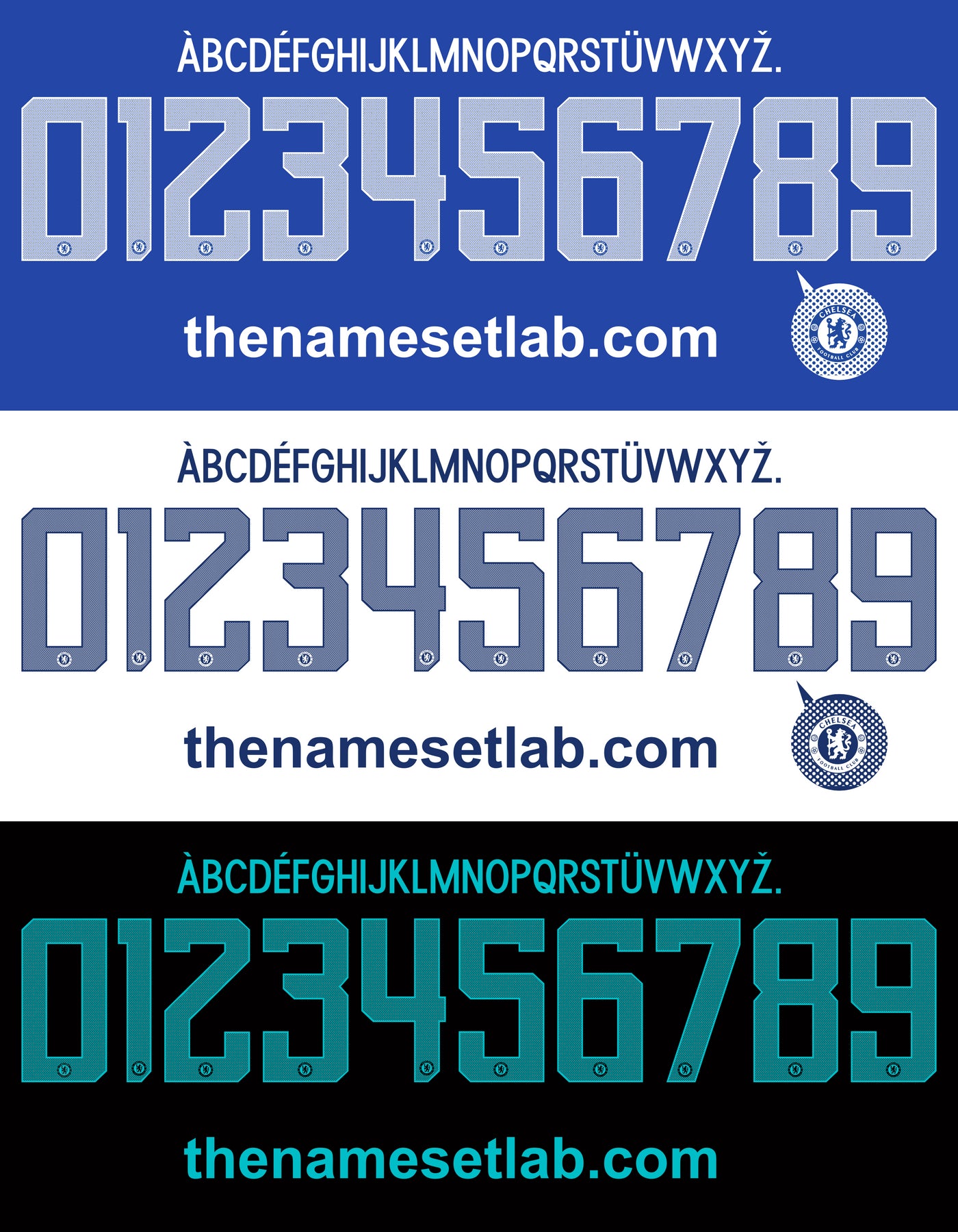 Chelsea 2017-2018 UCL / Cup Font Nameset AI Vector File – Retro ...